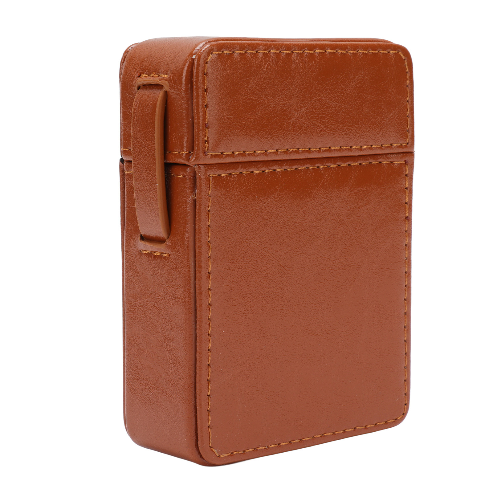 (Apricot)PU Leather Cigarette Box Pressure Resistant 20pcs Capacity PU ...