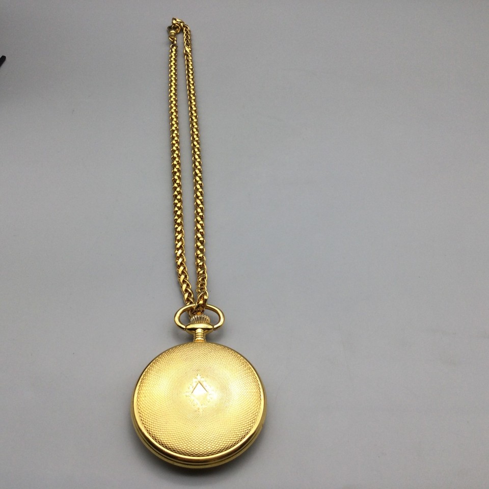 Vintage Chantel Pocket Watch Swiss Made 50mm Yellow Gold Tone Chain New ...