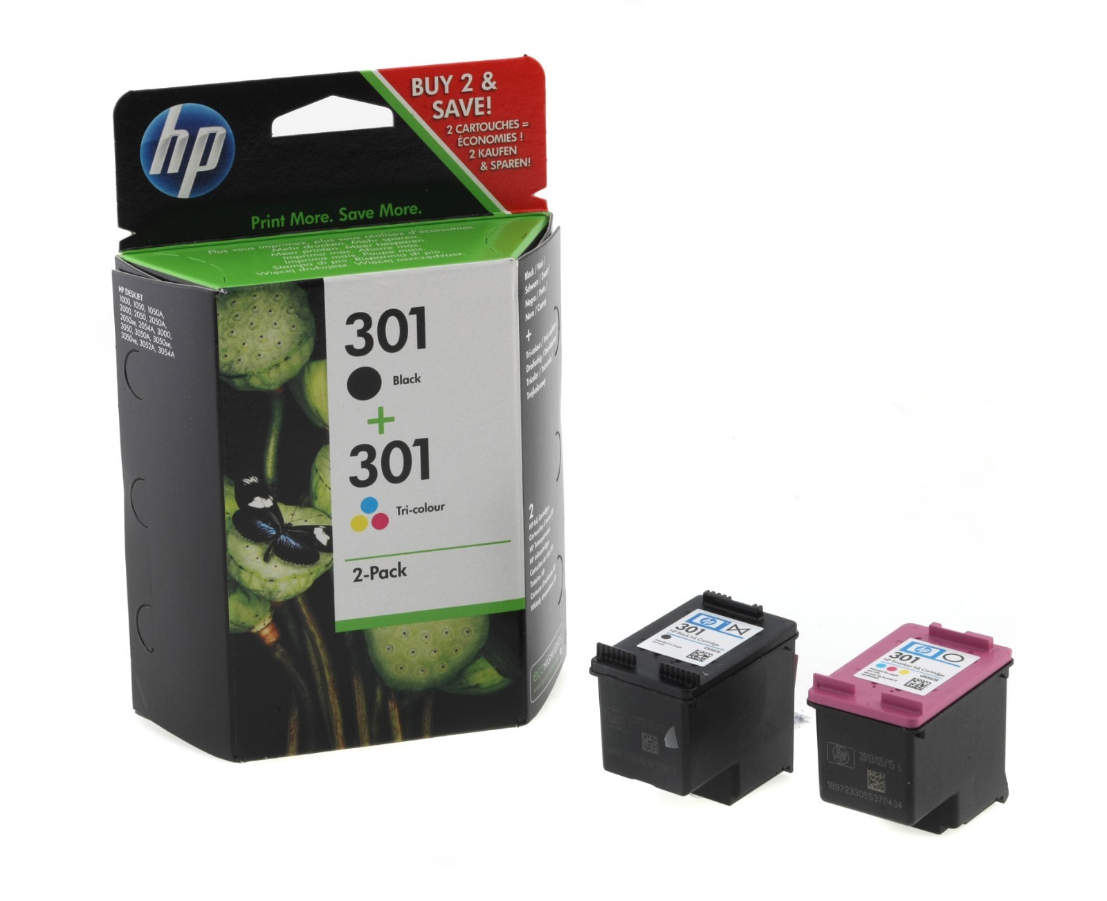 Original HP 301 / 301XL Black / Colour Ink Cartridges For Deskjet 1000 ...