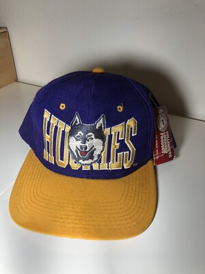 Vintage Washington Huskies Headmaster Snap Back Hat. Tag Purple and ...