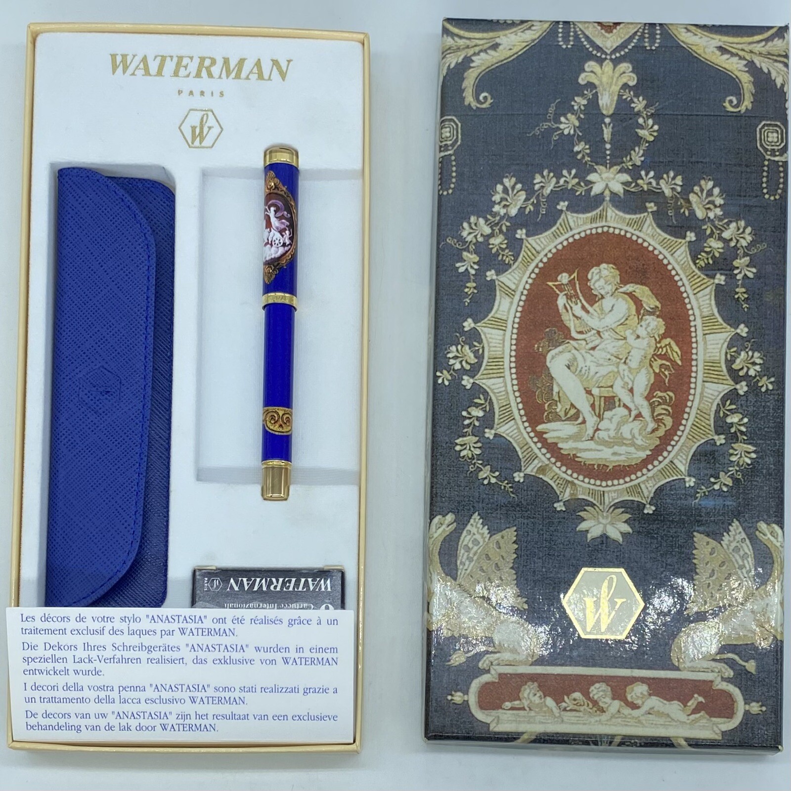 Rare Waterman France Metallic Blue Lacquer Ladies Fountain Pen Complete ...