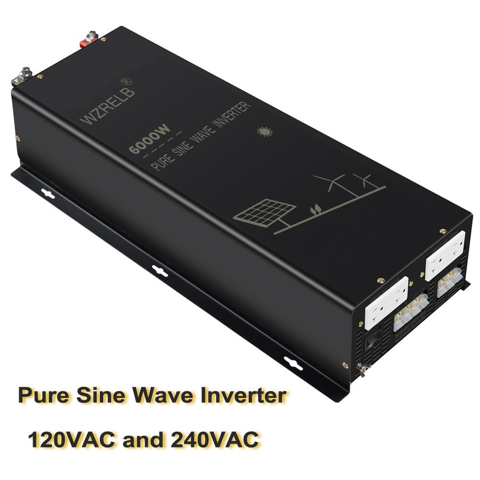 6000W Pure Sine Wave Split Phase Inverter 48V to 120V 240V Solar Home ...