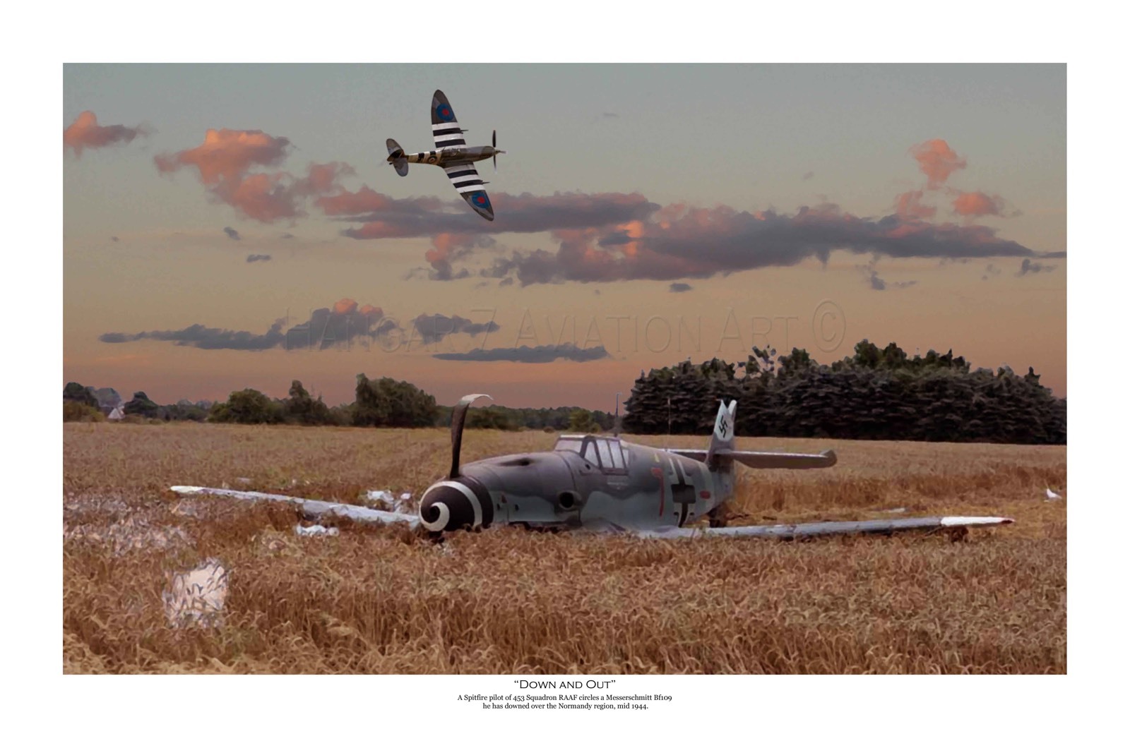 WWII WW2 RAF RAAF Spitfire / Luftwaffe Bf109 Aviation Art Photo Print ...