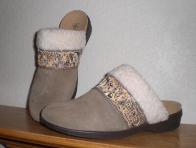 Spenco Orthotic Nubuck Leather Cozy Clogs shoes 9 1/2 Wide 9 1/2W Ojai ...