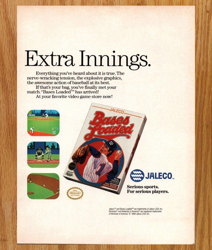 Nintendo Bases Loaded Baseball Jaleco - Video Game Print Ads Poster Art ...