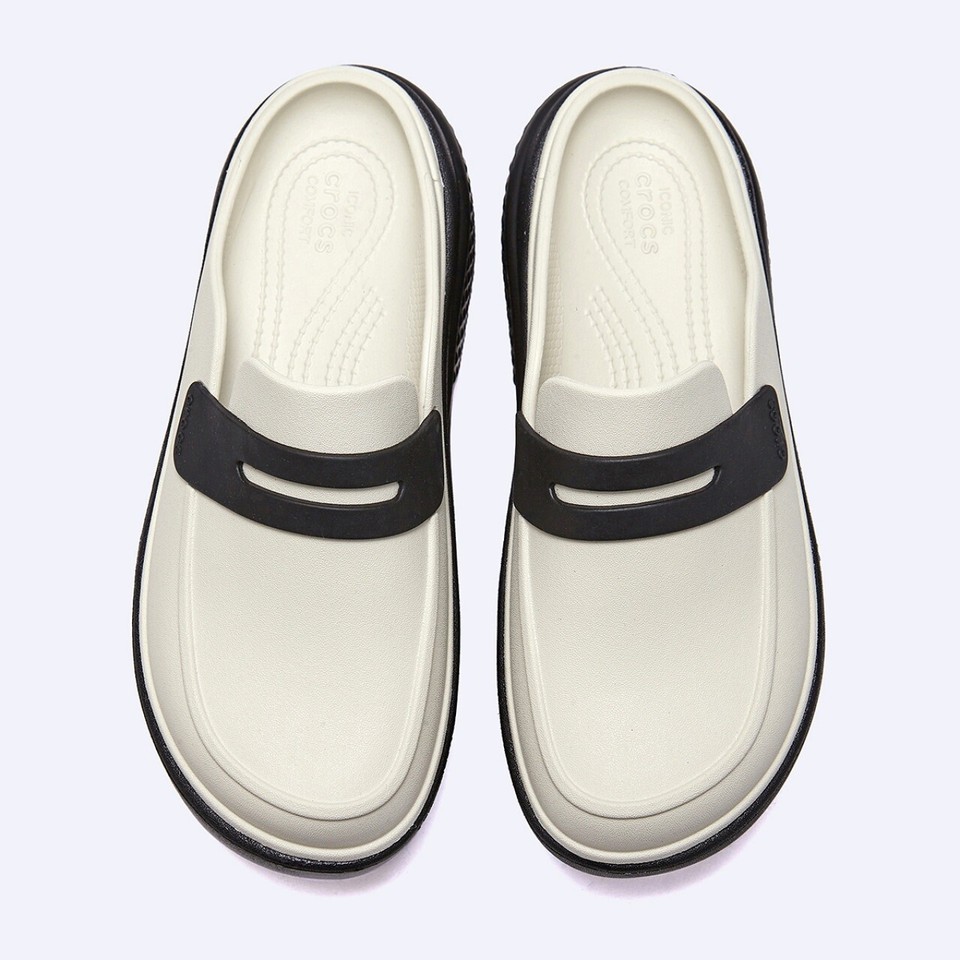 NEW CROCS STOMP LOAFER 209937-1HR WHITE BLACK | eBay