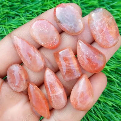 10 Piece Natural Sunstone Cabochon Loose Gemstone 16-25 mm | eBay