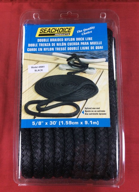 Seachoice Double Braid Nylon Dock Line Black 5/8 X 30 46961 for sale ...