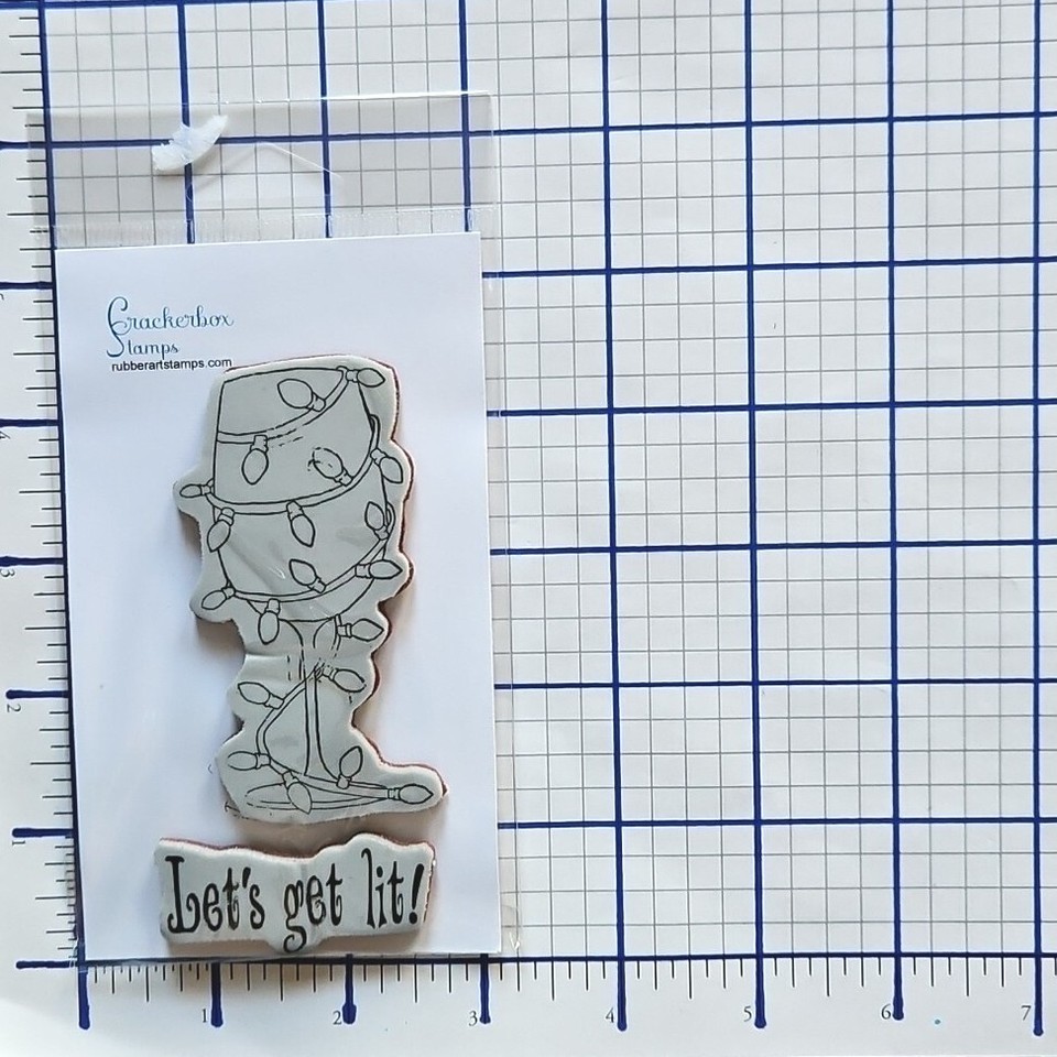 LET'S GET LIT! Crackerbox Cling Rubber Stamps Saying Wine Glass ...