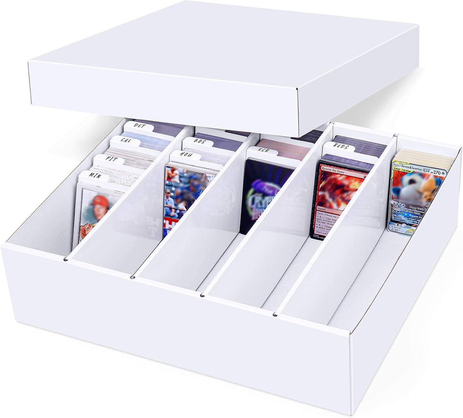 5 Row Trading Card Storage Box, 1 Pack Cardboard Storage Box with ...