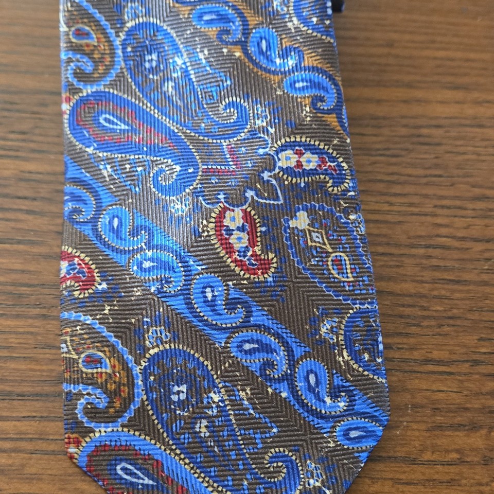 Robert Talbott 100% Silk Handmade Paisley Tie Brown Blue Red | eBay