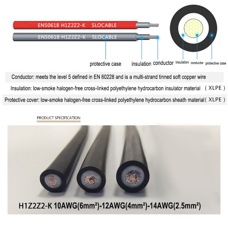 1 Pair Black + Red Solar Panel Extension Cable Wire PV Connector 10/12 ...