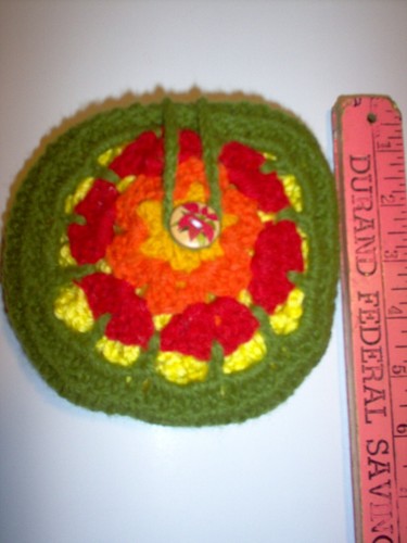 Hand crochet reusable market/shopping bag, easy to store, flower motif ...