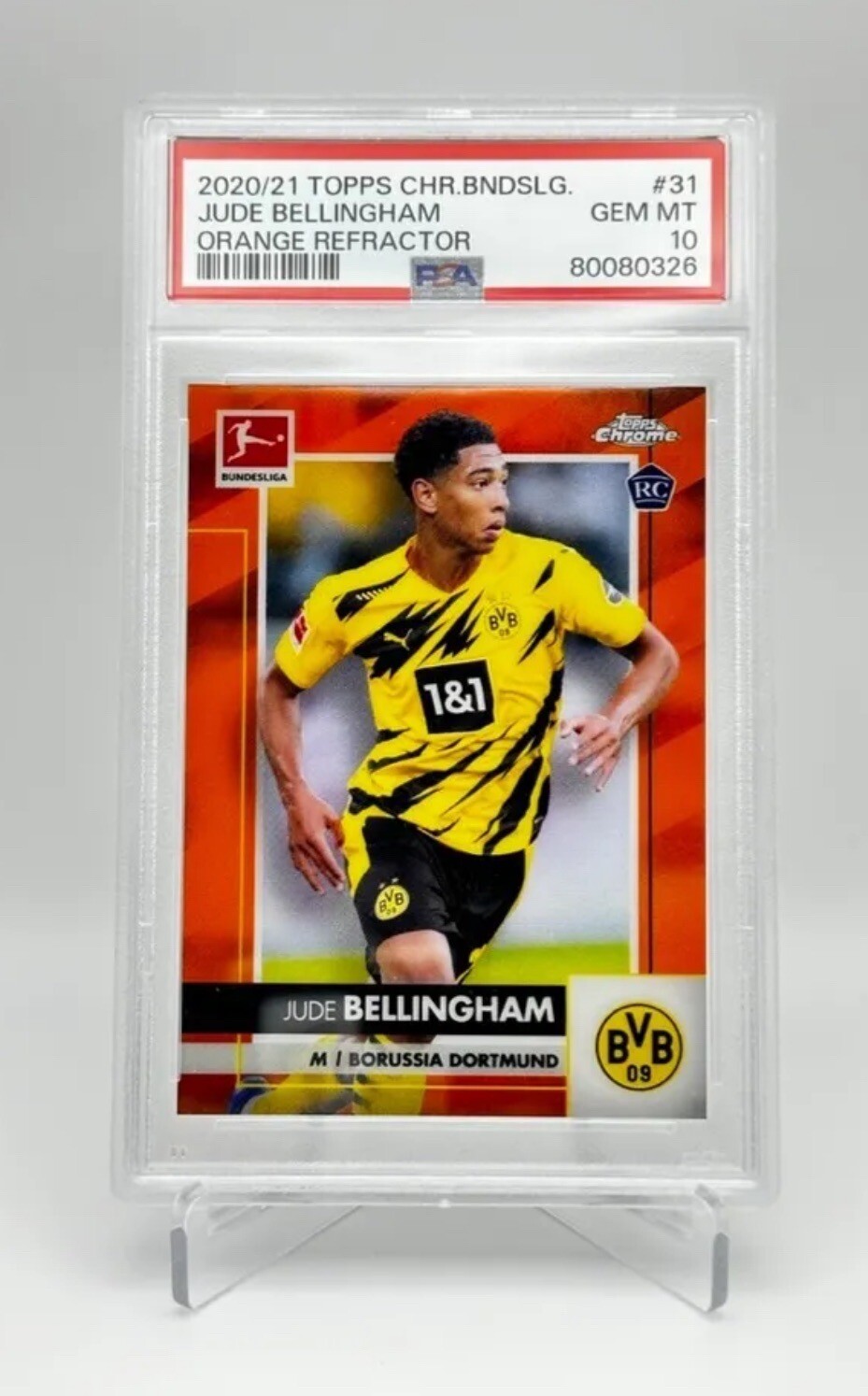 2020-21 Topps Chrome Bundesliga Jude Bellingham RC Orange Refractor 17/ ...
