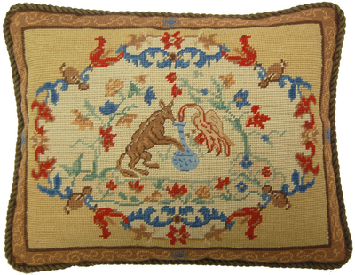 14" x 18" Handmade Wool Needlepoint Petit Point Pillow with Cording | eBay