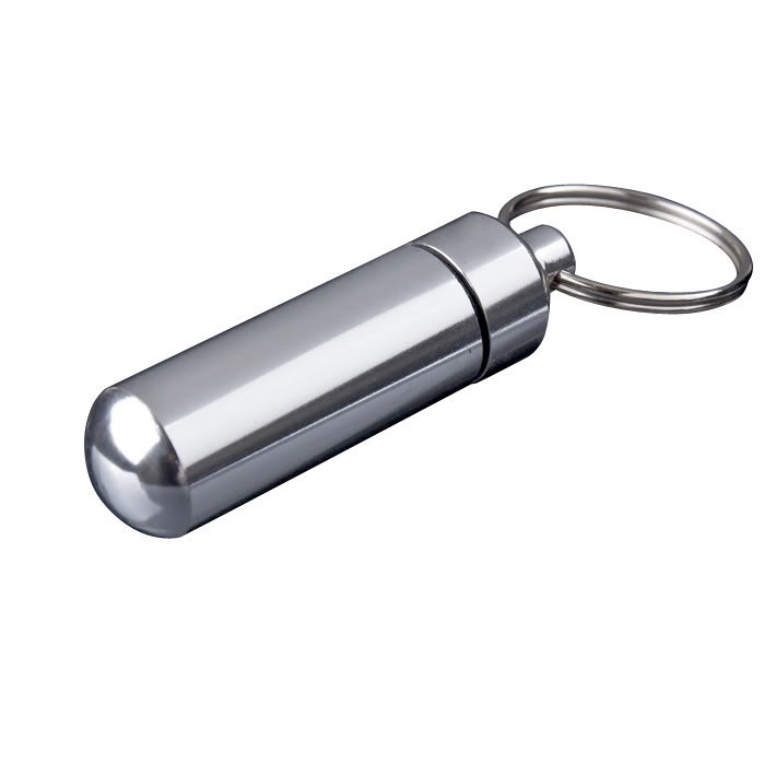 WATER PROOF STASH CAN PILL BOX CASE KEY RING CHAIN POWDER PILLBOX AIR ...