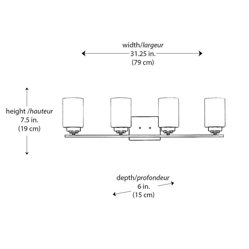 Bel Air Lighting Mod Pod 31.25 in. 4-Light Black Bathroom Vanity Light ...
