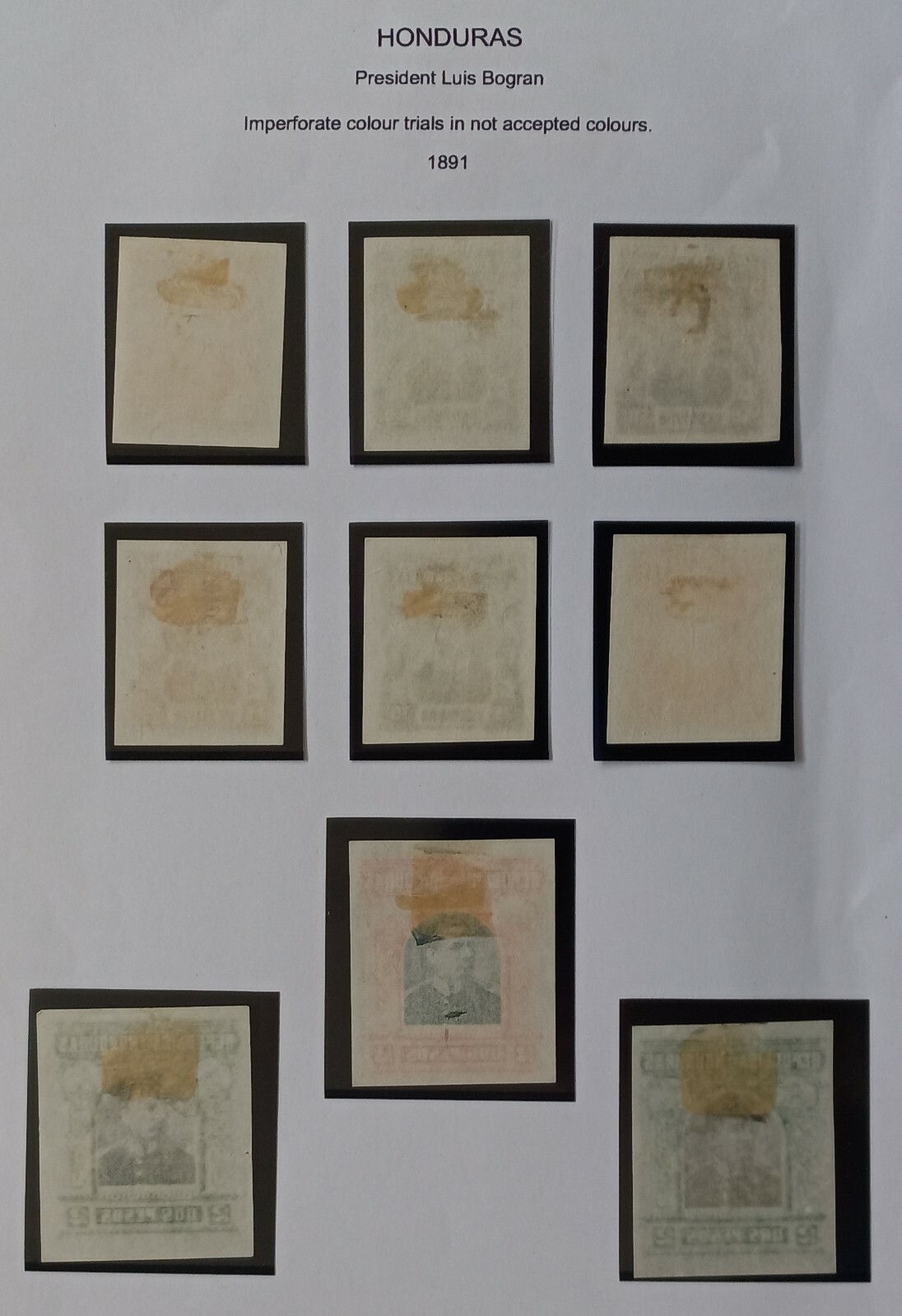 1891 Honduras lot of 9 Luis Bogran Imperf Colour Trial stamps MNG | eBay