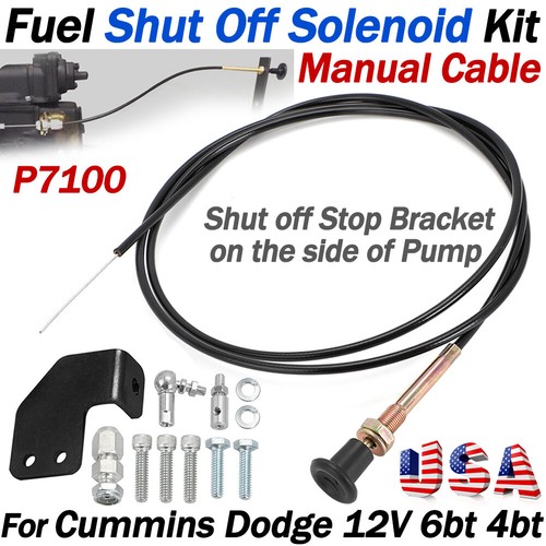 P7100 Manual Fuel Shut Off Solenoid Kit Cable P-pump For Cummins Dodge ...