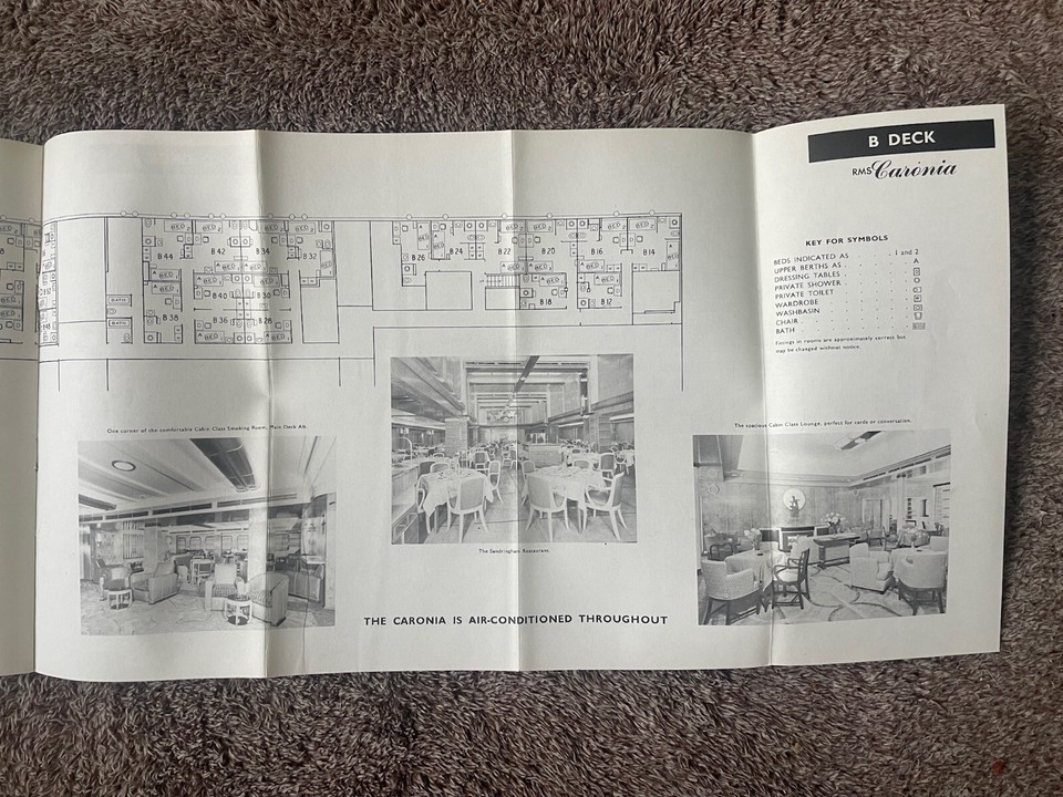 Cunard Line / Cunard White Star - rms Caronia - Cabin Class - Deck Plan ...
