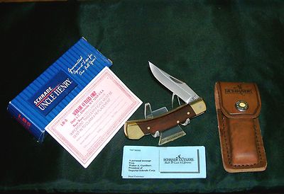 Schrade LB5 Knife 1980's Smokey Lockback W/Original Sheath & Packaging ...
