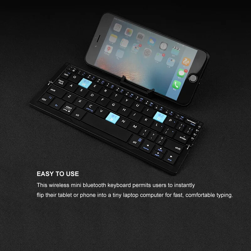 Mini Portable Wireless Bluetooth Keyboard Foldable Rechargeable ...