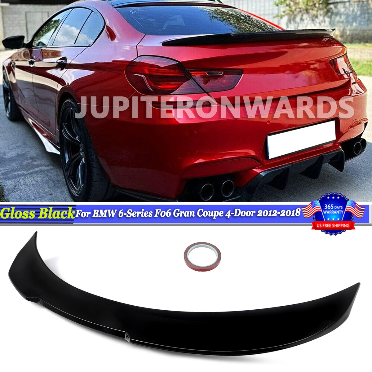 Gloss Black Rear High-kick Spoiler For BMW F06 640i 650i M6 Gran Coupe ...