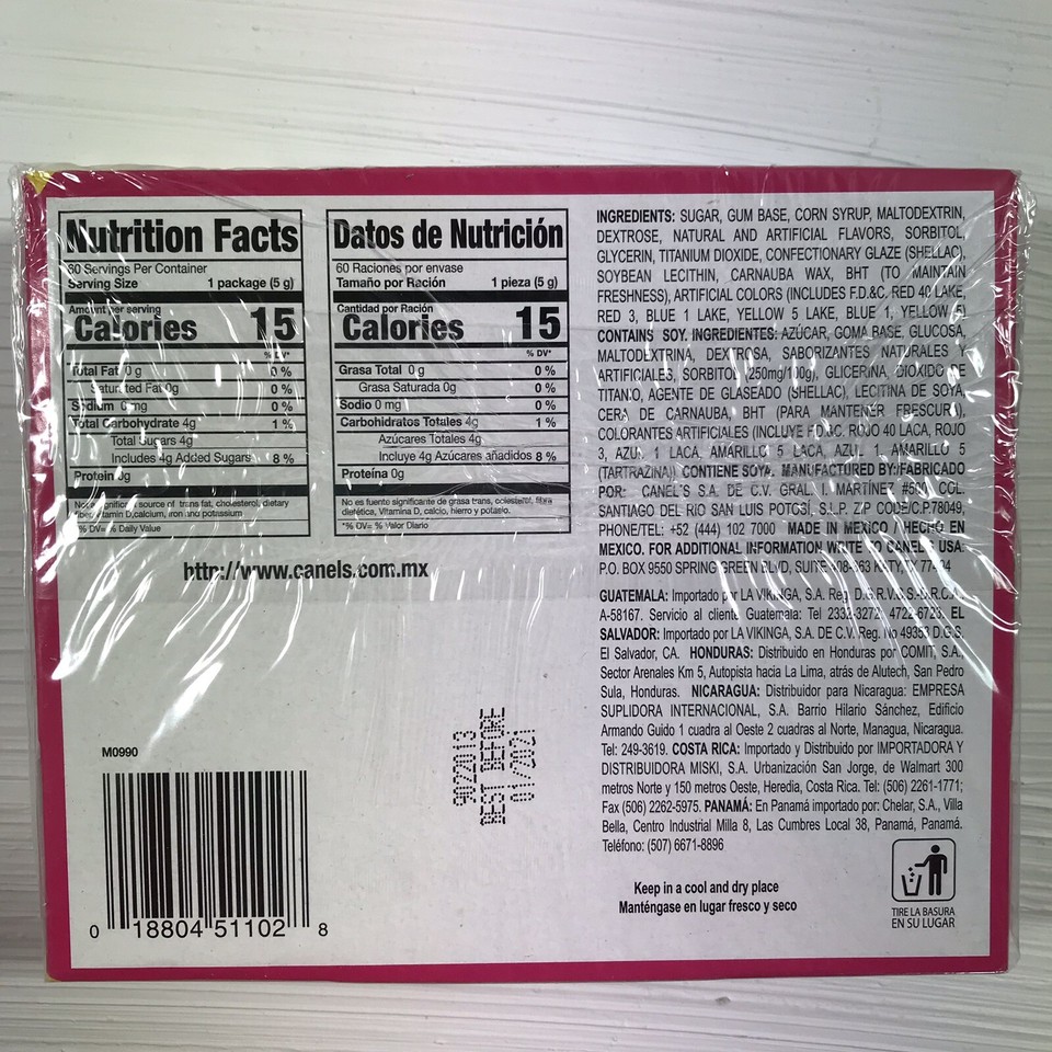 Made In Mexico Canels Chewing Gum Peppermint, Tutti-frutti,spearmint ...