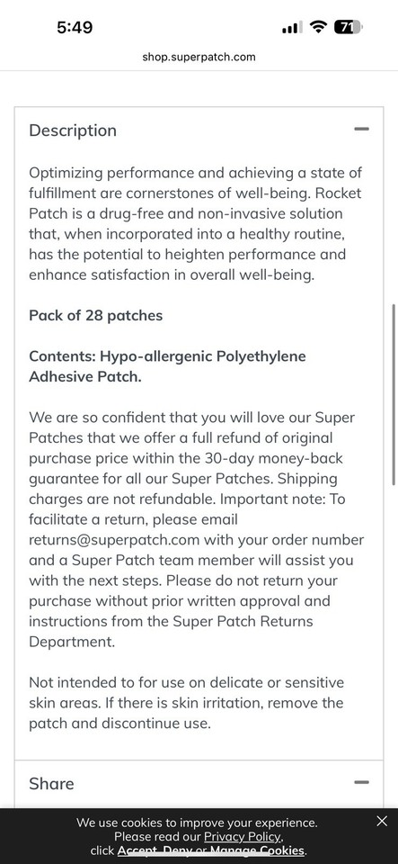 The Super Patch Company- 5- Day Trial Pack of ROCKET | eBay