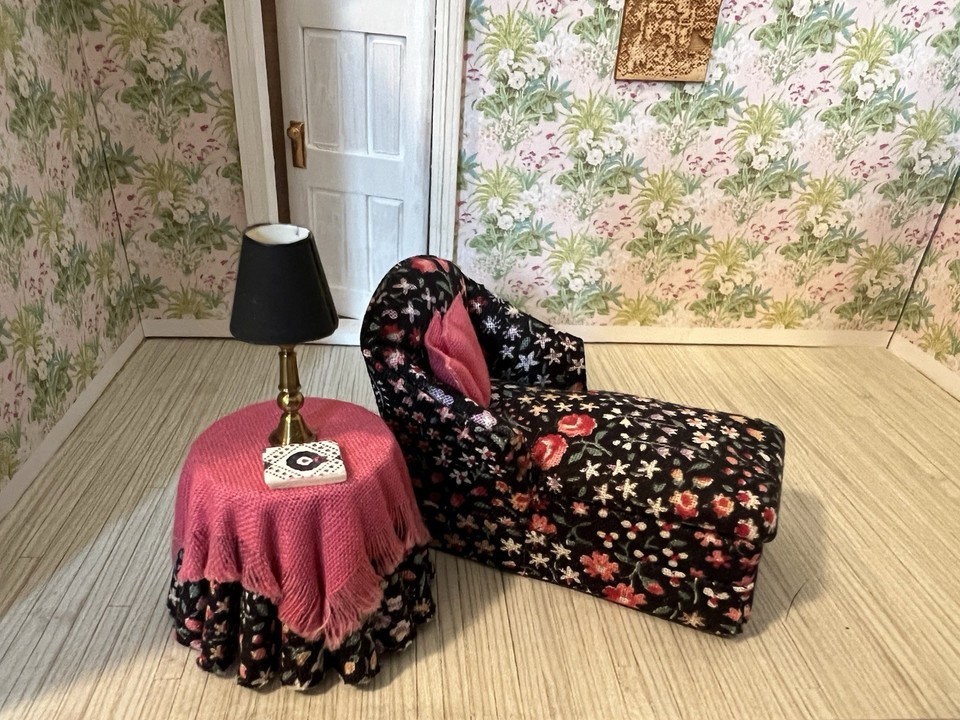 Half Inch Scale Chaise And Skirted Table Set Signed D Anne Ruff | eBay