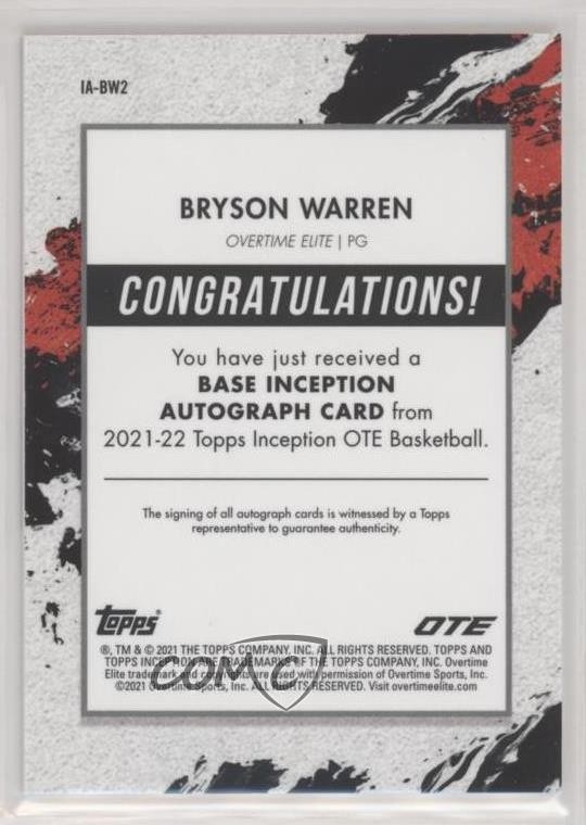2021 Topps Inception OTE Overtime Elite Magenta /99 Bryson Warren #IA-BW2 Auto | eBay