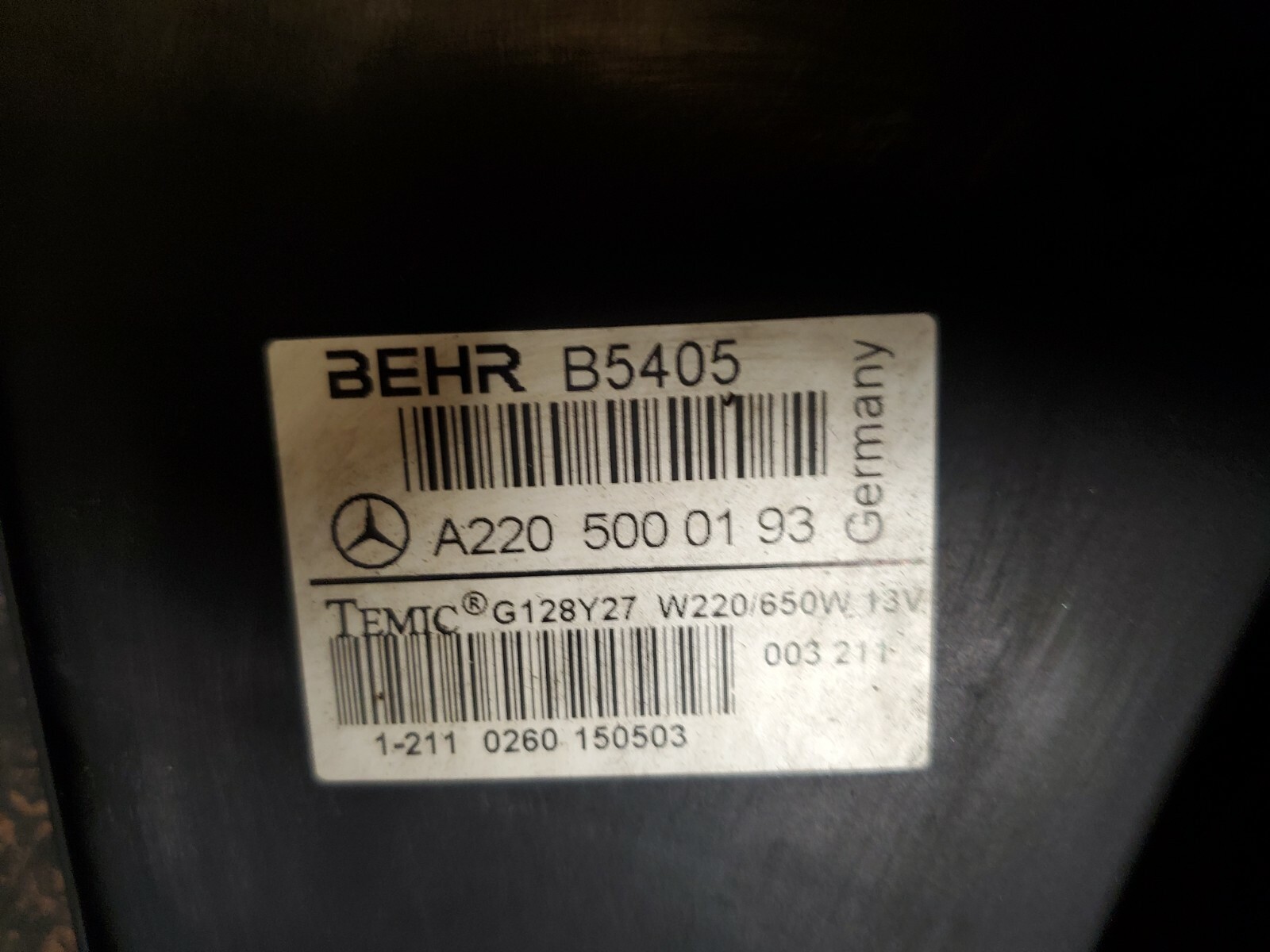 2003 2004 2005 2006 MERCEDES-BENZ W220 S430 S500 COOLING FAN RELAY ...