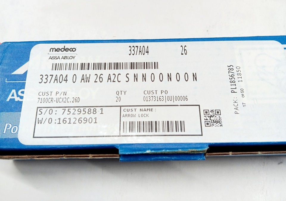 Medeco Assa Abloy Arrow 337A04 Interchangeable Core 7Pin 7100CR-UCX2C ...