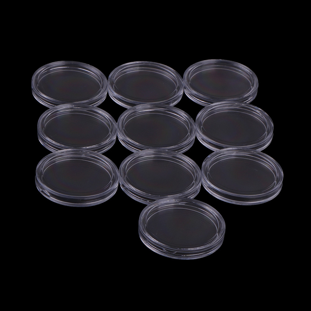 10Pcs 32mm plastic round applied clear cases coin storage capsules ...