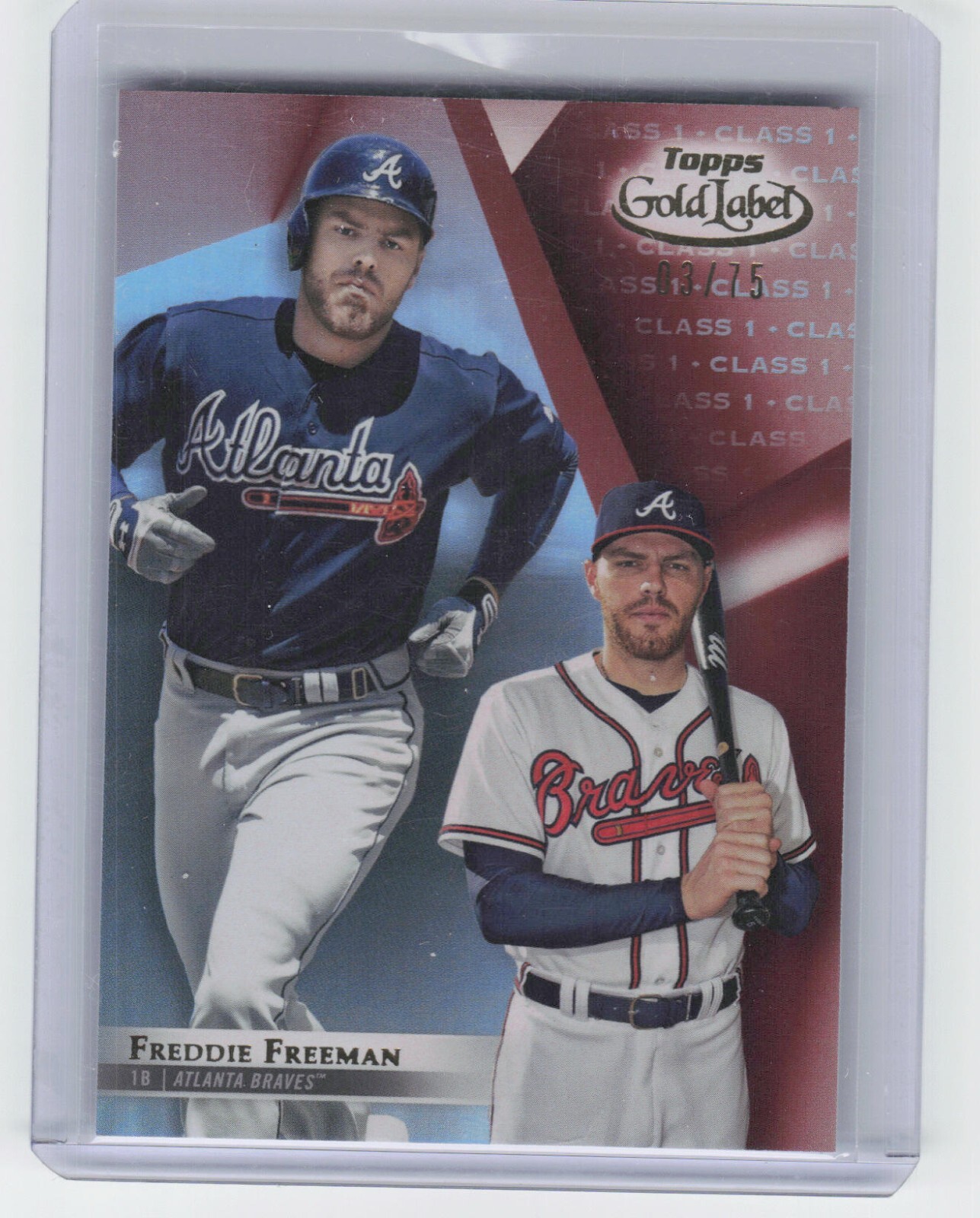 2018 Topps Gold Label Freddie Freeman #9 Class 1 Red /75 Braves | eBay