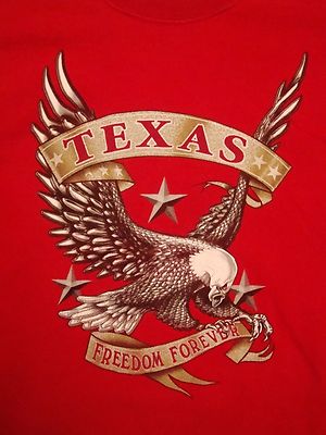 Texas TX Freedom Forever Lone Start State Texit Bald Eagle T Shirt L | eBay