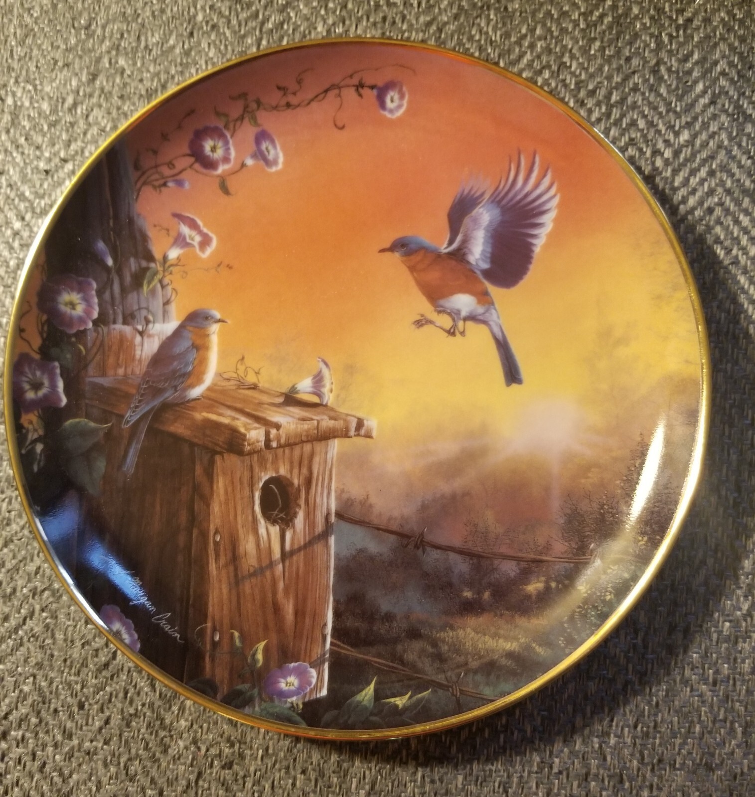 FRANKLIN MINT BLUEBIRDS AT DAWN HEIRLOOM COLLECTOR PLATE BY TOM CRAIN 8 ...