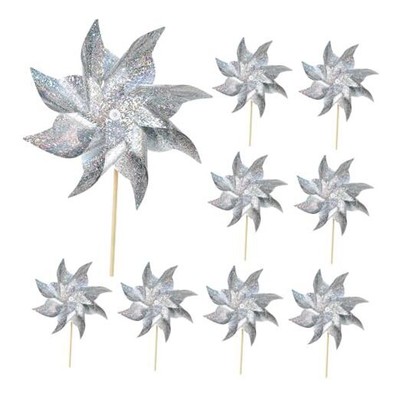 10 Pack Reflective Pinwheels for Yard and Garden, Wind Spinners Outdoor ...