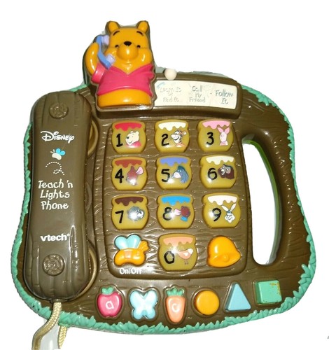Vtech Winne the Pooh TEACH 'N LIGHTS PHONE Music Lights Shapes Numbers ...