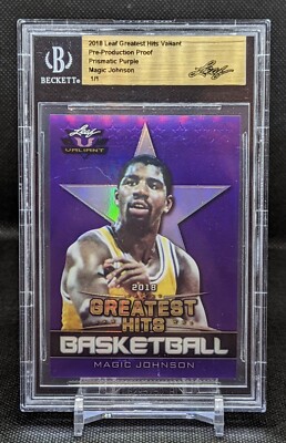 Magic Johnson 2018 Leaf Valiant Set Greatest Hits Purple color match SP ...