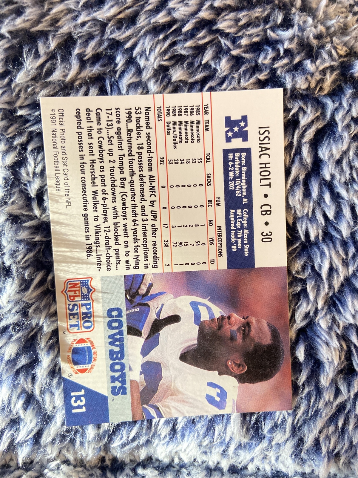1991 Pro Set Issiac Holt Dallas Cowboys #131 | eBay