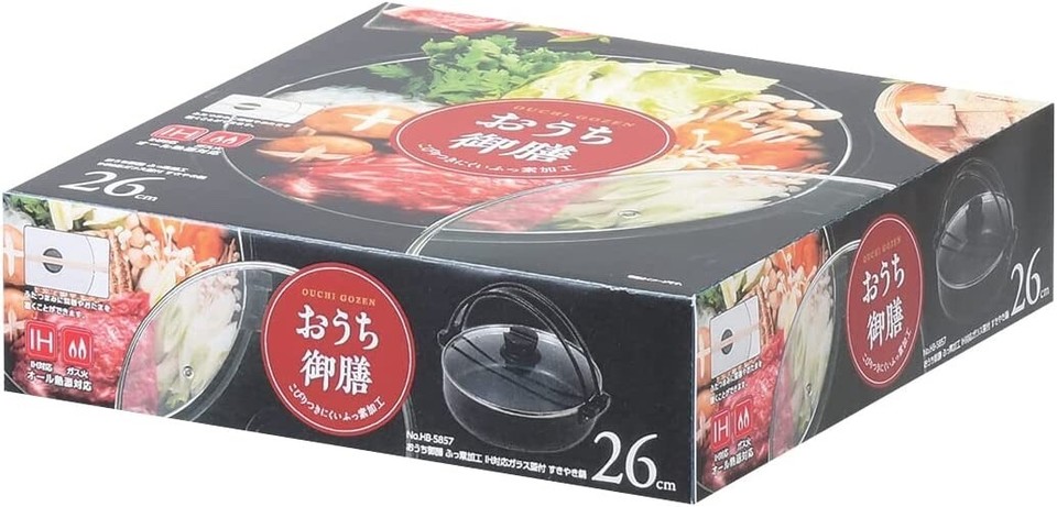 Japanese SUKIYAKI Cooker NABE Cooking Grill Pan IH 26cm with Lid HB ...