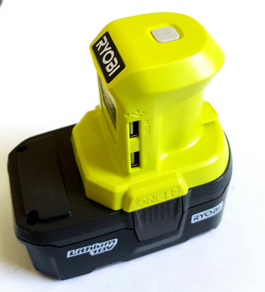 RYOBI USB ADAPTER PORTABLE POWER SOURCE 2 USB OUTLET W/BATTERY,CHARGER ...