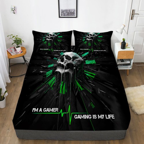 Gaming Is My Life Gamer Bed Decor Fitted Sheet Set Single/Double/Queen ...