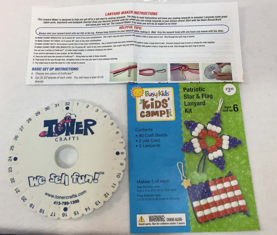 Weave Wheel Landyard Maker Instructions Neon Beads Cord Carded Thread ...