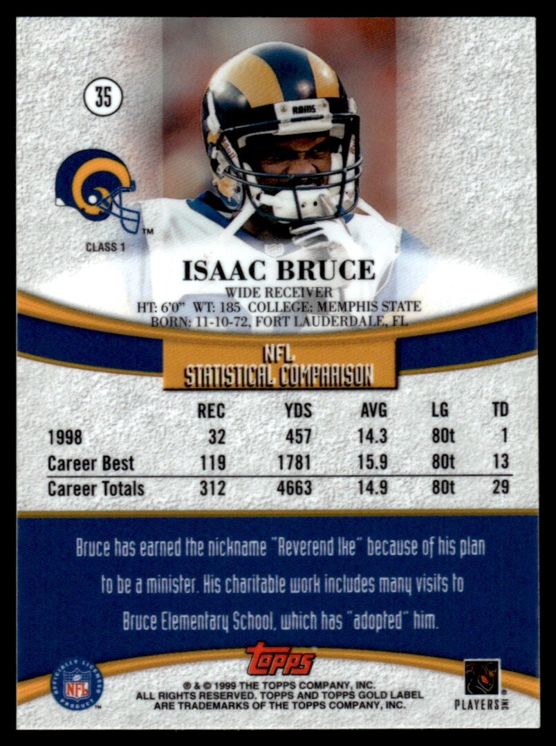 1999 Topps Gold Label Isaac Bruce St. Louis Rams #35 | eBay