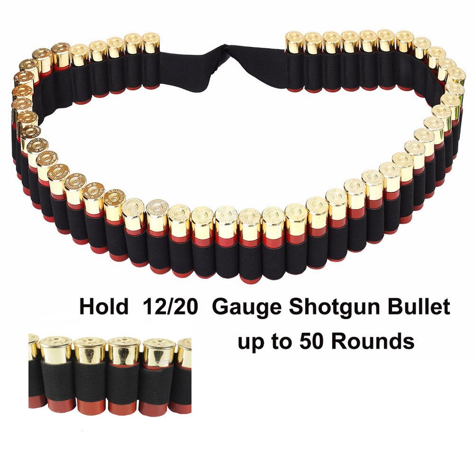Shotgun 50 Rounds Holder Sling Tactical Bandolier 12/20GA Gauge Shell ...