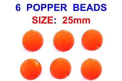 6 X 25mm POPPER BEADS DEAD BAIT RIG POP UP PIKE FISHING IN LINE FLOAT ...