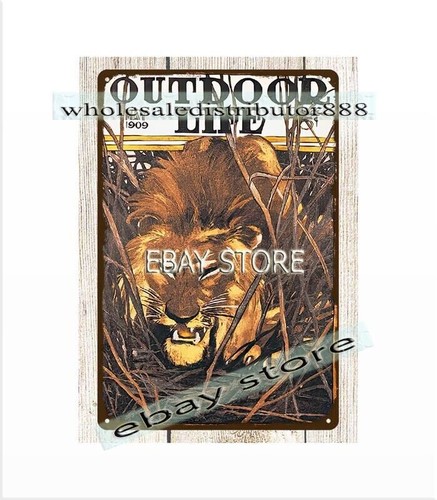 1909 rustic living outdoor lion tin sign hunting wildlife | eBay