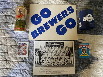 Milwaukee Brewers 1982 Official Team Photo, Vintage Go Brewers Sign ...